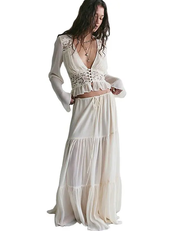 Arcina Ori Alessandra Maxi Skirt Set - Beige