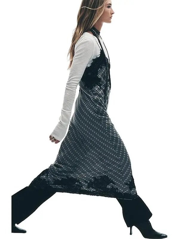 Free People Check Me Out Column Slip Dress - Blanc Combo