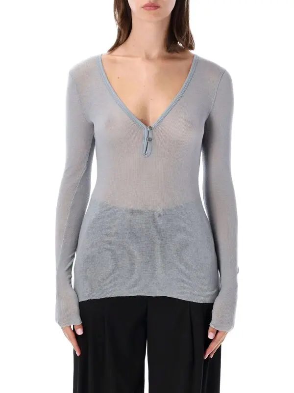 JAMES PERSE Slim Fit V-neck Cardigan In Cotton And Cashmere - Blue
