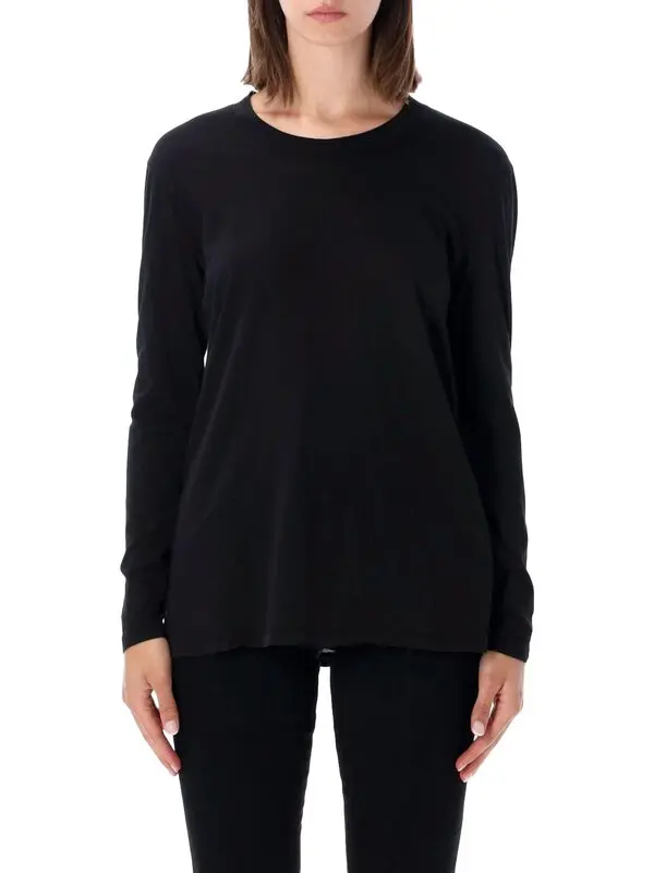 JAMES PERSE Long-sleeved Pure Cotton T-shirt With Crew Neck - Black