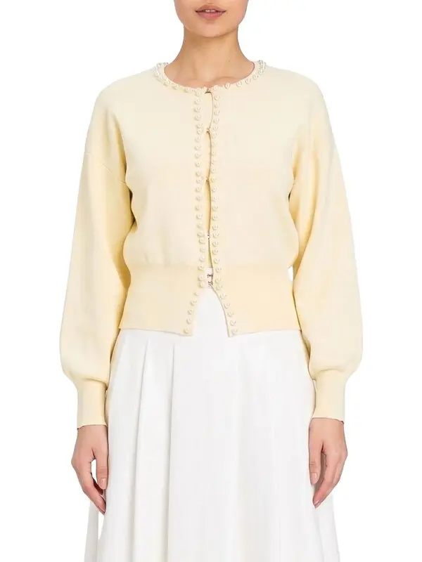 TWINSET Viscose Cardigan With Pearls - Cream