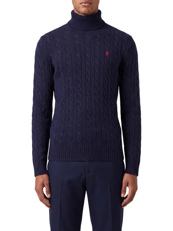 Polo Ralph Lauren Cable Knit Turtleneck Sweater - Navy