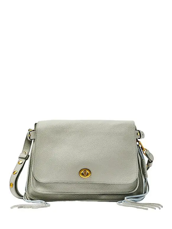 Anthropologie Porter Leather Crossbody Bag - Light Grey