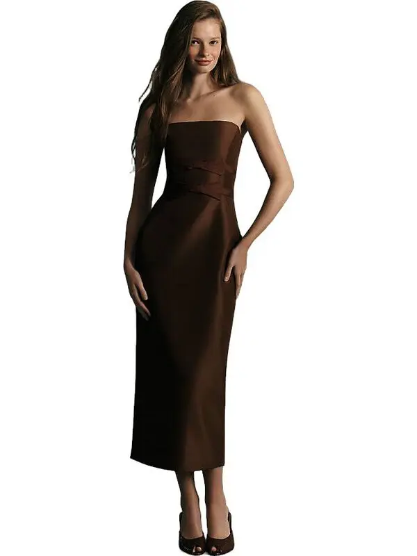 Katie May Liza Strapless Midi Dress - Chocolate