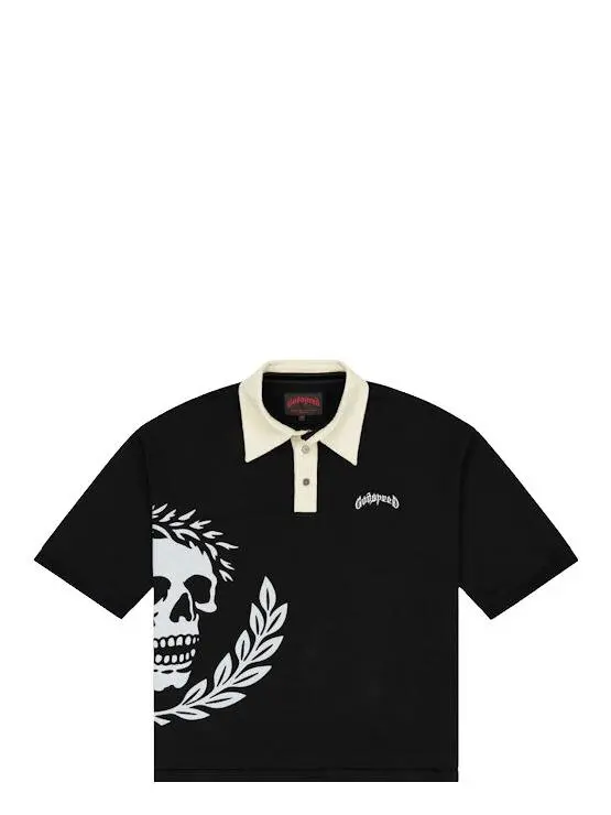 GODSPEED Victor Oversize Crest Polo Shirt - Black