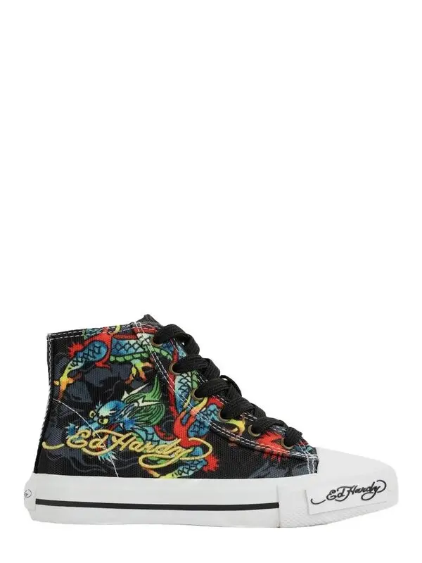 Ed Hardy Dragon Tattoo High Top Sneakers - Black