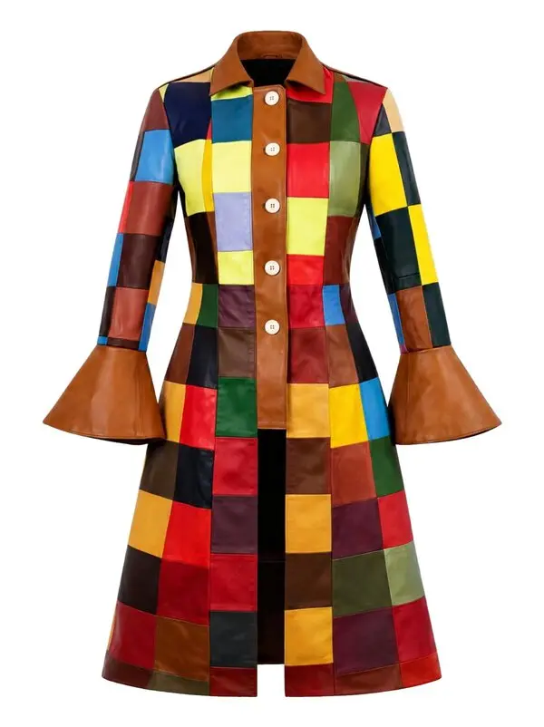 ZASTASTUDIO Patchwork Leather Trench Coat - Black