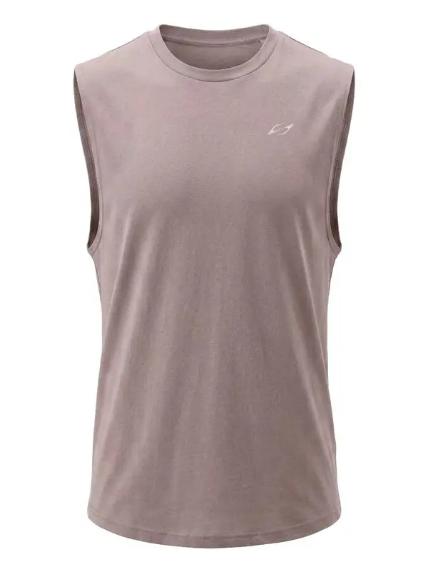 SAVED LAB Sleeveless Tank With Reflective Logo - Beige