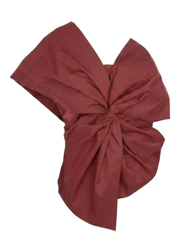 MODENAIRE Asymmetric One Shoulder Top With Sculptural Twist Front - Orange