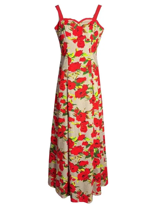 COUTURE TO YOUR DOOR Floral Maxi Dress - Green/grey/red