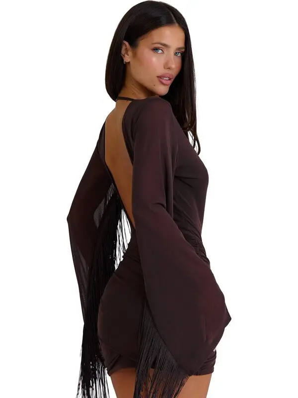 OUTCAST Allisson Mini Dress Chocolate - Brown