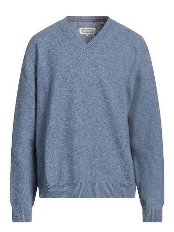 MAISON MARGIELA V-neck Wool And Cotton Blend Sweater - Blue