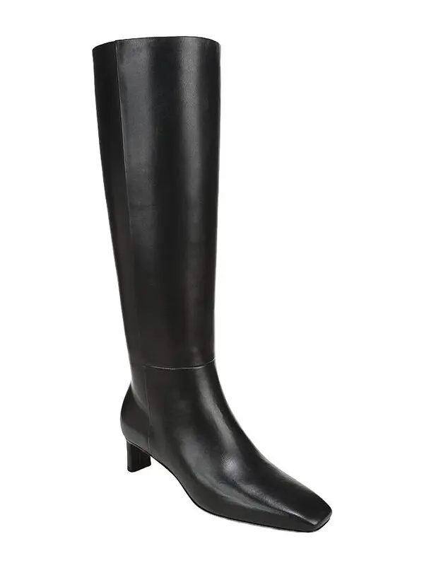 Vince Lilith Tall Wide Calf Boots In Suede - Black Leather
