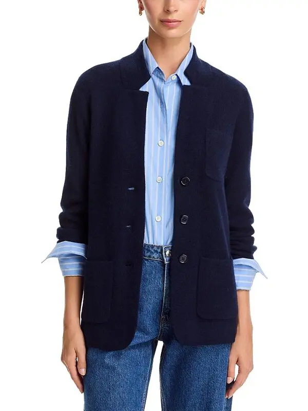 Bloomingdale'S 100% Cashmere Notch Collar Blazer Exclusive - Navy