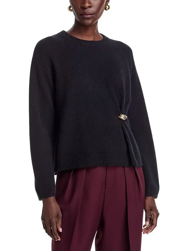 Bloomingdale'S Crewneck Sweater With Hardware Detail - Black