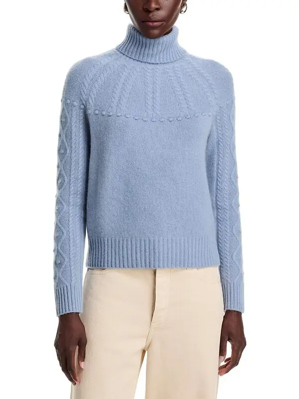 Bloomingdale'S Cable Turtleneck Cashmere Sweater Exclusive - Dolphin