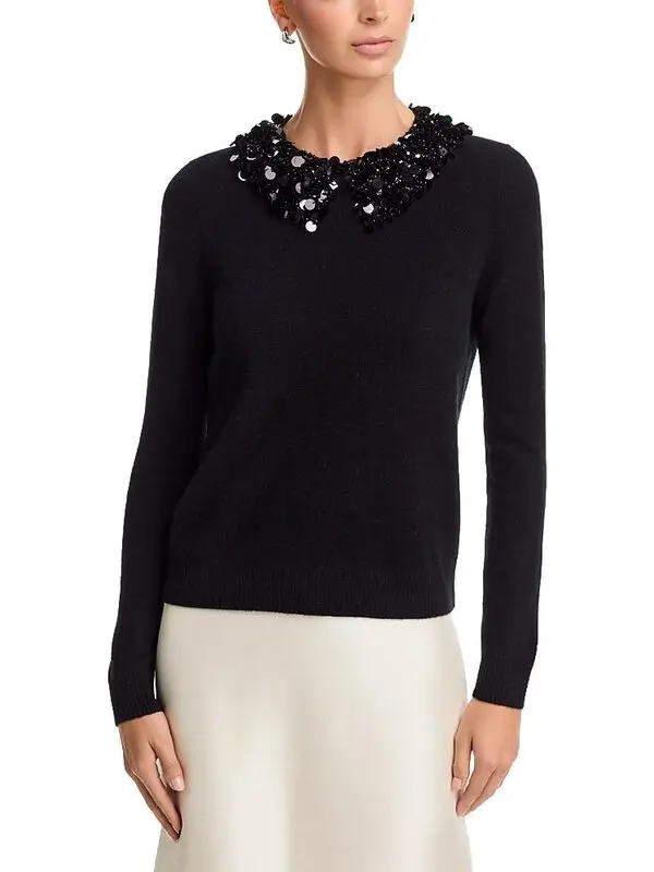 Bloomingdale'S Embellished Crewneck Sweater - Black
