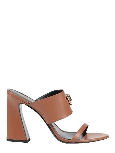 Versace Leather Sandals With Medusa Embellishment - Brown