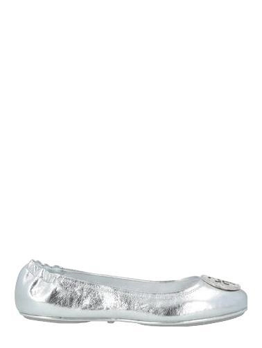 Tory Burch Metallic Leather Ballet Flats - Silver
