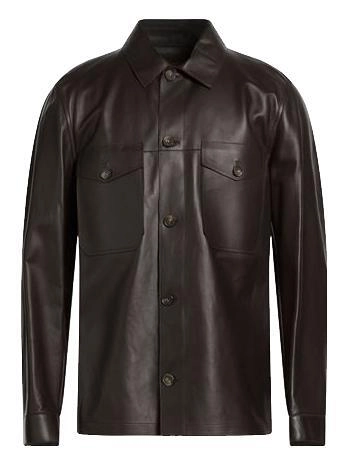 TOD'S Lambskin Overshirt - Dark Brown