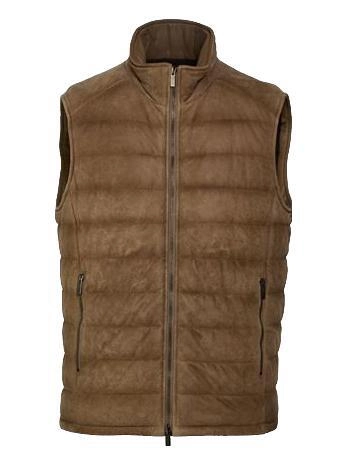 TOD'S Leather Puffer Vest - Beige
