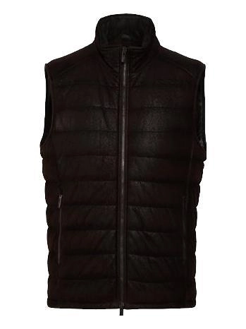 TOD'S Leather Puffer Vest - Brown