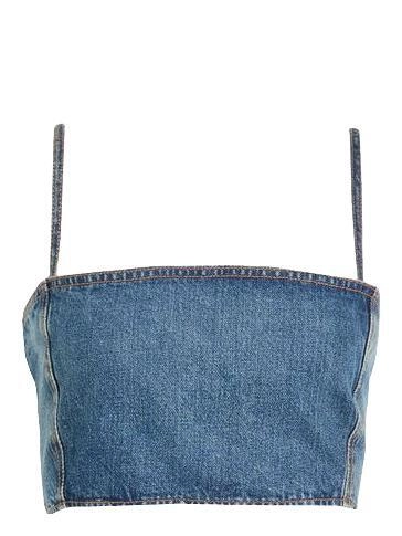 Alaïa Crop Top In Cotton And Polyurethane - Blue