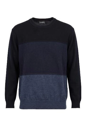 Emporio Armani Virgin Wool Blend Crewneck Sweater - Navy