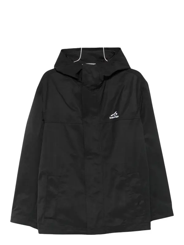 Balenciaga Hooded Logo-print Parka - Black