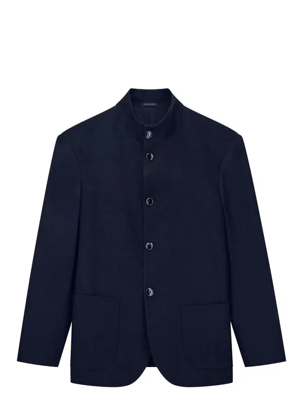 Giorgio Armani Blazer One Shot Regular Fit In Fluid Virgin Wool - Blue