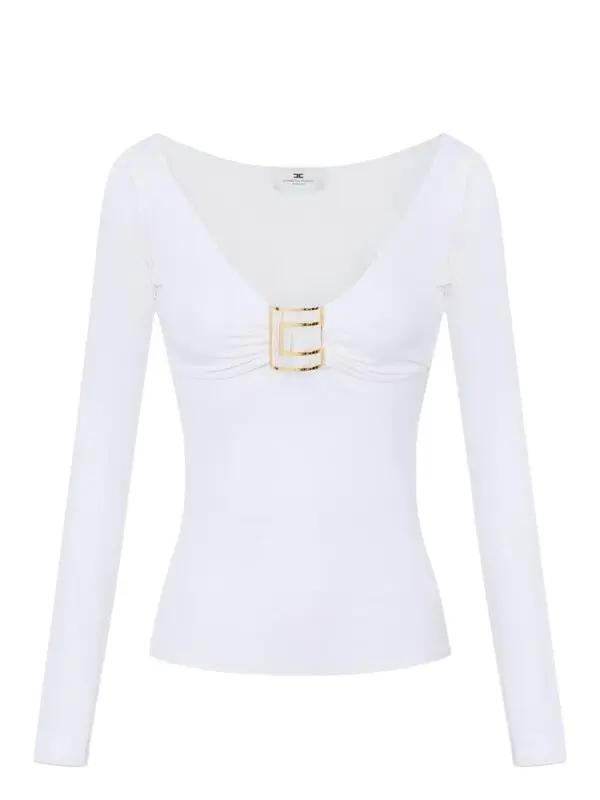 Elisabetta Franchi V-necked Sweater - White
