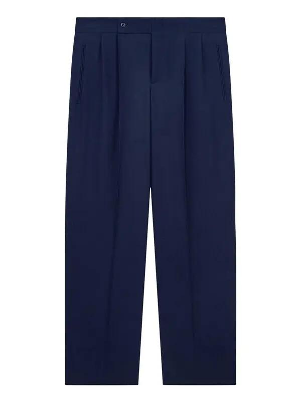 Giorgio Armani Oversized Fit Virgin Wool Trousers - Blue