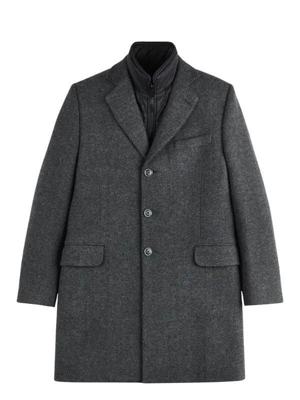 FAY Herringbone Pattern Double Coat - Brown