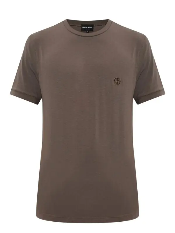 Giorgio Armani Embroidered-logo T-shirt - Brown