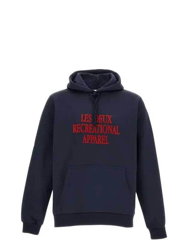 LES DEUX Logo-print Drawstring Hoodie - Blue