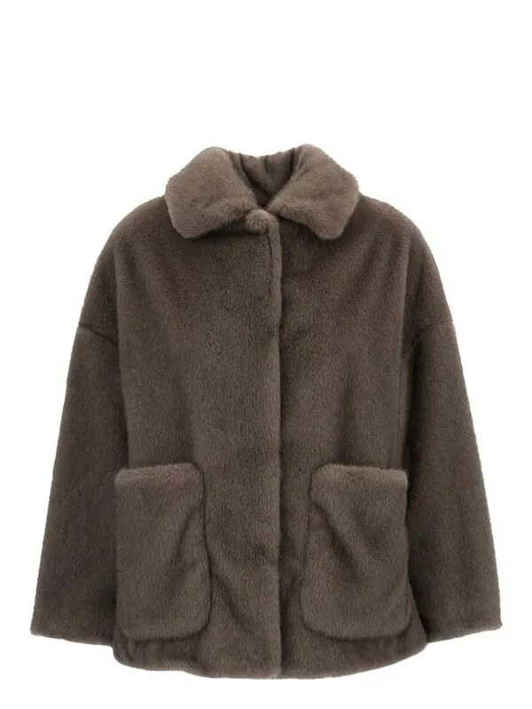 Herno Faux Fur Bomber Jacket - Brown