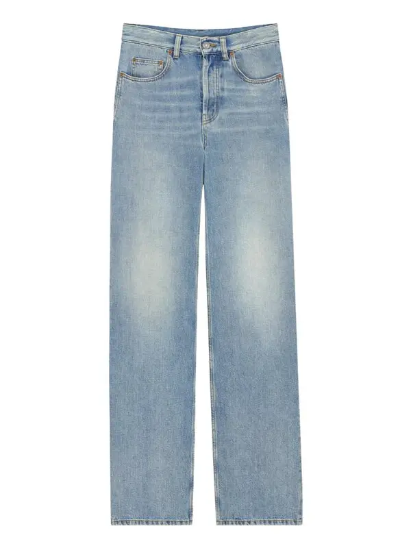 Saint Laurent Five Pocket Loose Leg Jeans - Blue