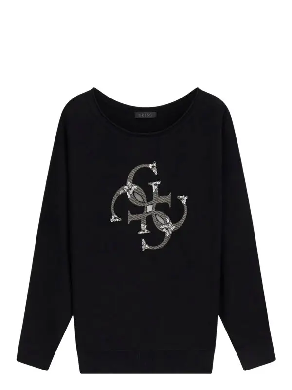 Guess Sequin-embellished Logo-print Sweater - Black