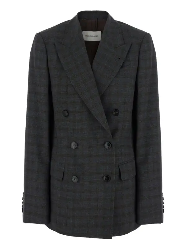 Dries Van Noten Double-breasted Plaid Blazer - Brown