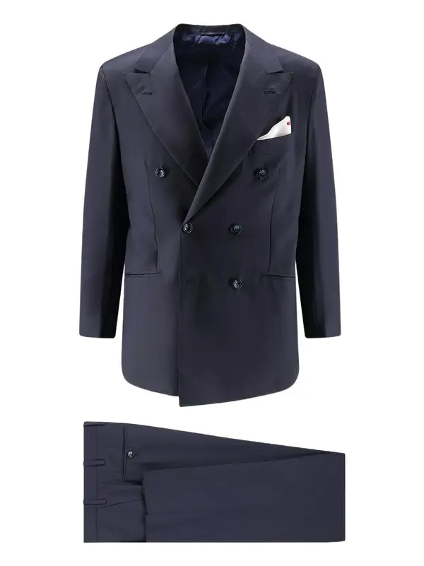 Kiton Double-breasted Peak-lapel Suit - Black