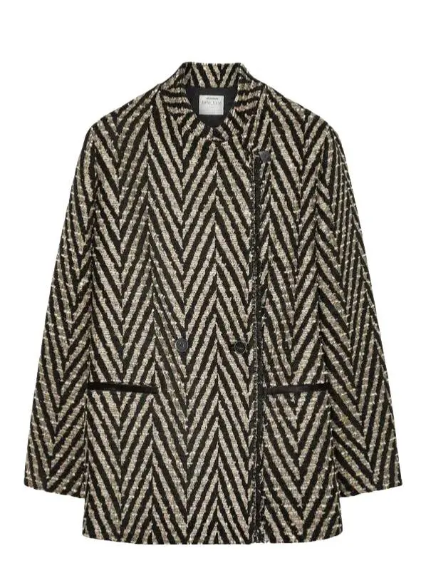 FORTE_FORTE Chevron-jacquard Jacket - Black