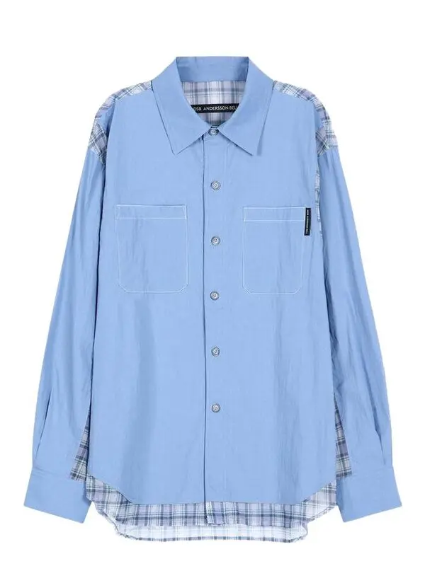 Andersson Bell Mesh Patchwork Shirt - Sky-blue