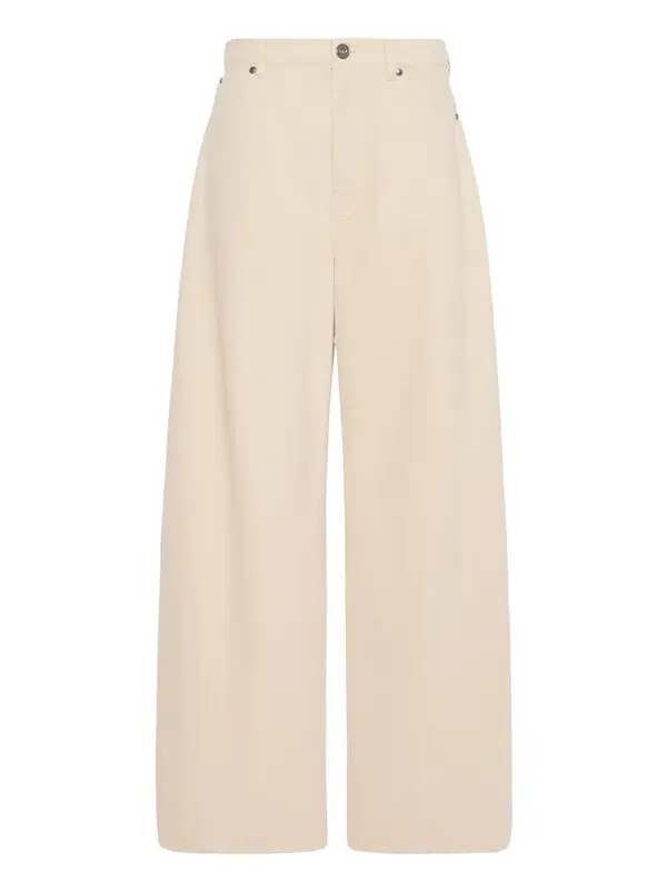 Max Mara Cotton Drill Trousers - Ivory