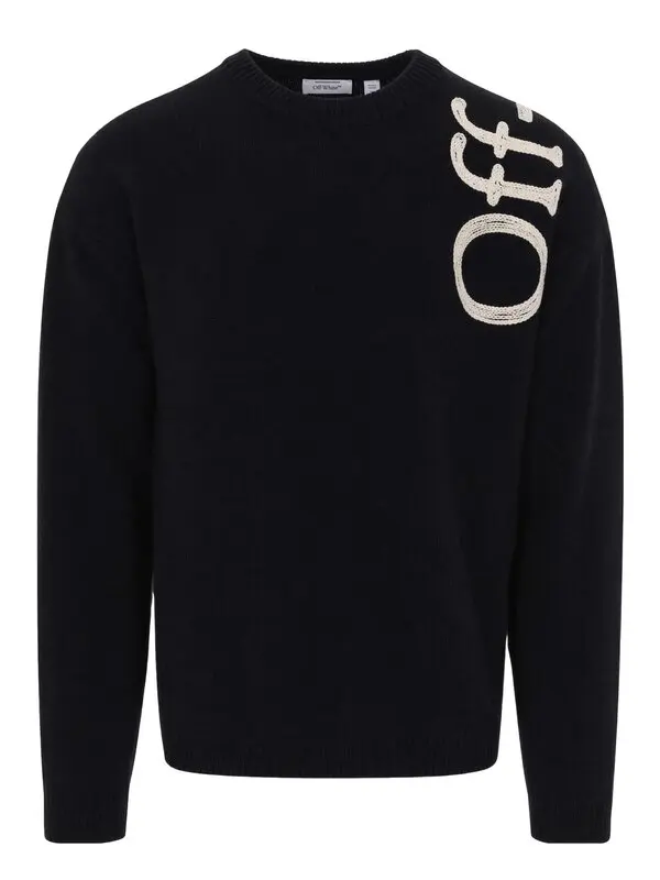Off-White Vertical Bookish Embroidered Sweater - Black
