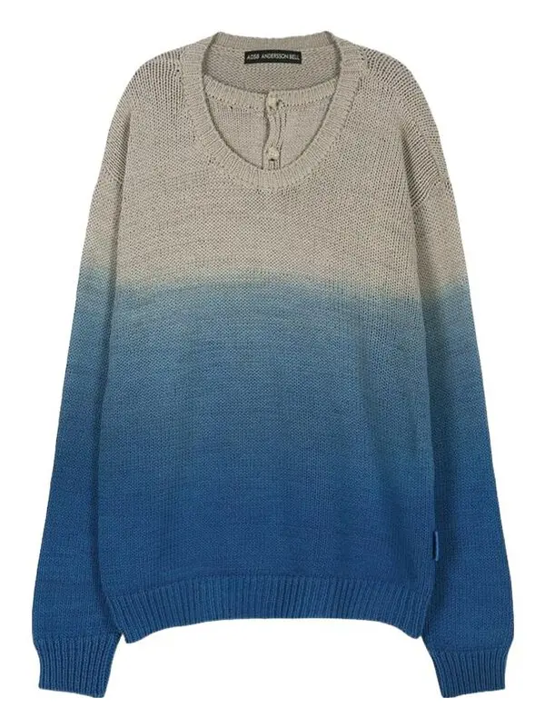 Andersson Bell Gradient Henley Collar Knit Sweater - Beige/blue