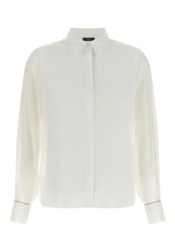 Peserico Long-sleeved Shirt With Metallic Detailing - White