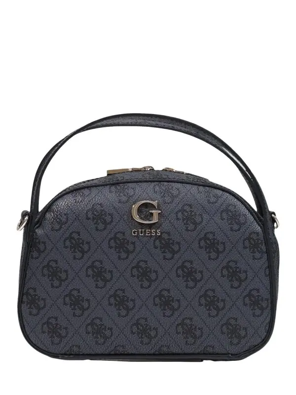 Guess Monogram Zippered Shoulder Bag - Black