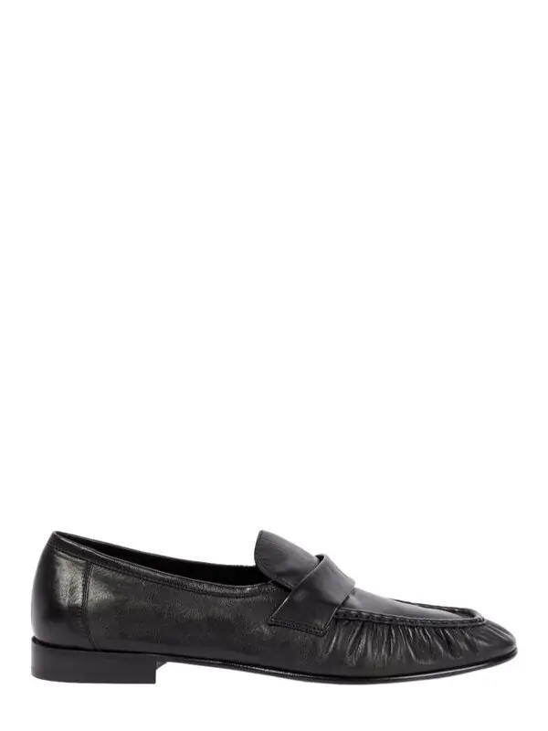 THE ROW Round-toe Loafers With Pleated Detailing - Black