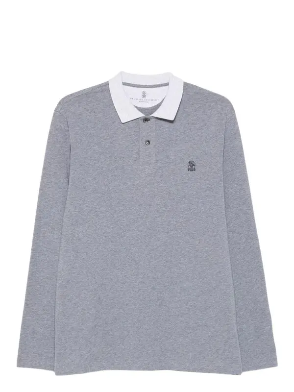 Brunello Cucinelli Long-sleeve Cotton Polo Shirt - Grey