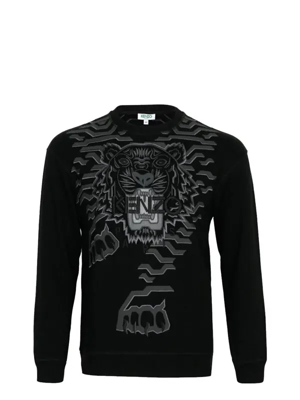 Kenzo Embroidered Tiger Detail Hoodie - Black